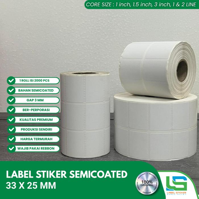 Jual LABEL STICKER BARCODE SEMICOATED 33X25 MM 2 LINE - Jakarta Barat ...