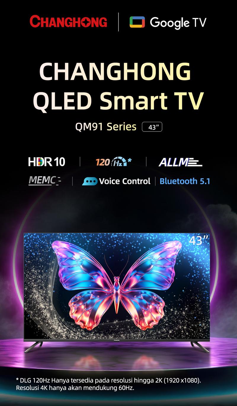 Changhong QLED TV 4K 43 inch Google Smart QLED PRO Digital TV Google ...