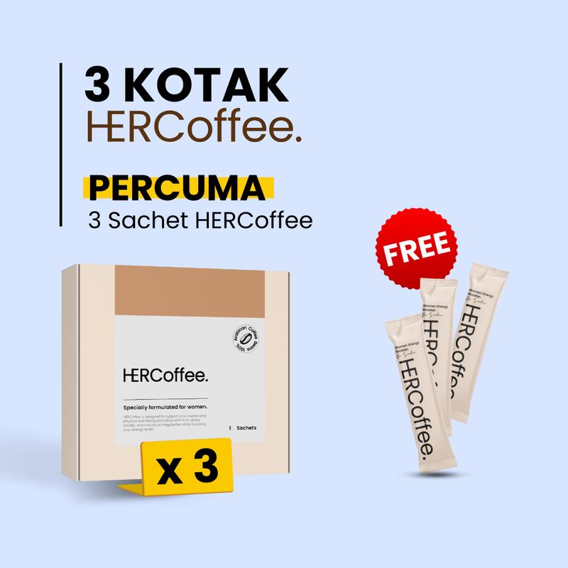 HERCOFFEE X 3 FREE 3 SACHET : Kopi Wanita, Minuman Herba, Ashwagandha ...