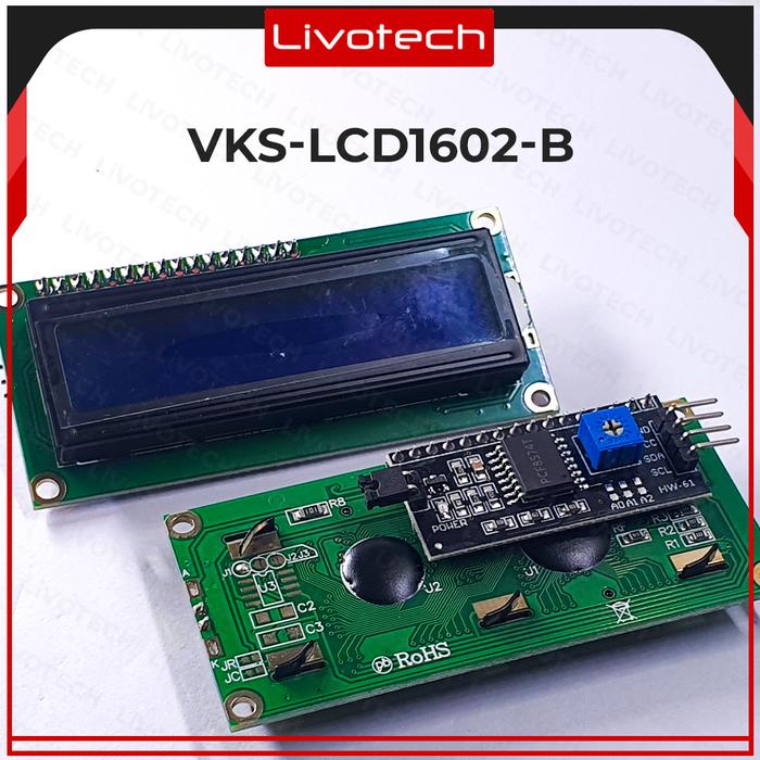 Jual LIVO LCD Display Blue 16x2 I2C Character 1602 Background Layar ...