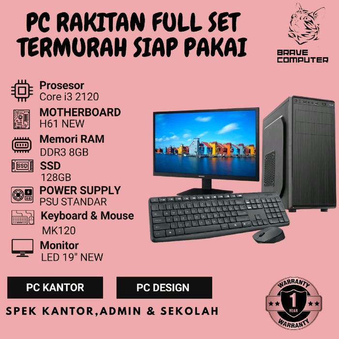 Jual PAKET FULL SET PC CPU RAKITAN I3 2120 RAM 8GB SSD 128GB MONITOR 19 ...