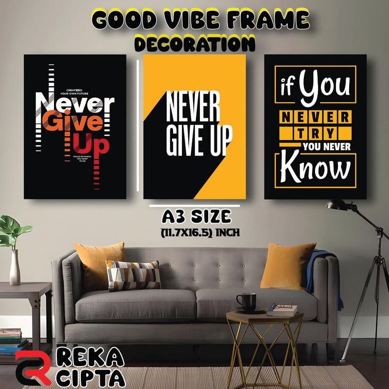 WALL FRAME CANVAS GOOD VIBE A3&A4 | FRAME HIASAN DINDING MOTIVATION ...