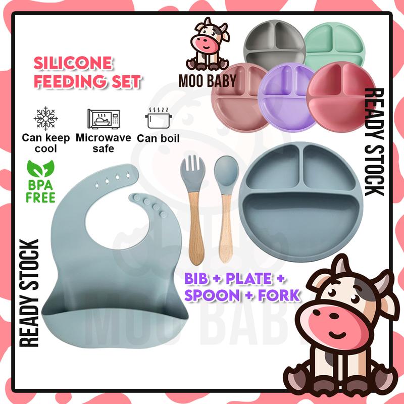 Moo Baby Silicone Bib Adjustable Waterproof Feeding Baby Bib - TikTok ...