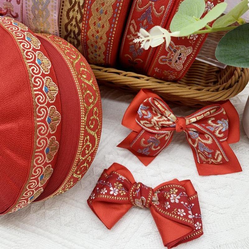 Chinese red ribbon Aboriginal festive dress diy handmade bow - TikTok ...