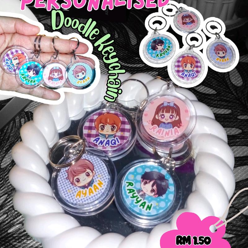 Keychain Custom Nama Murah Doodle - TikTok Shop Malaysia