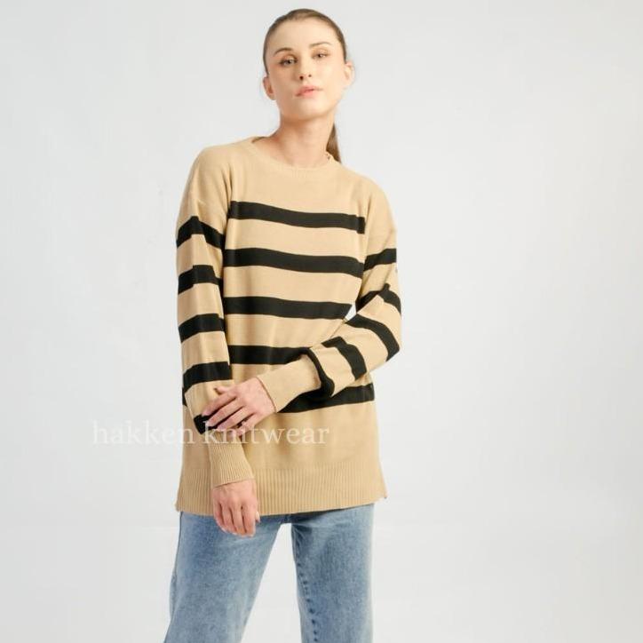 Maudy Sweater Rajut Garis-Garis Premium Wanita HAKKEN - 5 Warna - Shop ...