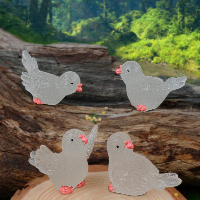 1Pcs Microlandscape White Mini Fluorescent Bird Glow in The Dark ...