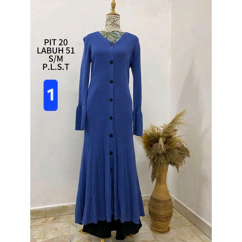 Knit Dress Premium Murah Tocang Tangan belon Dress labuh Muslimah ...