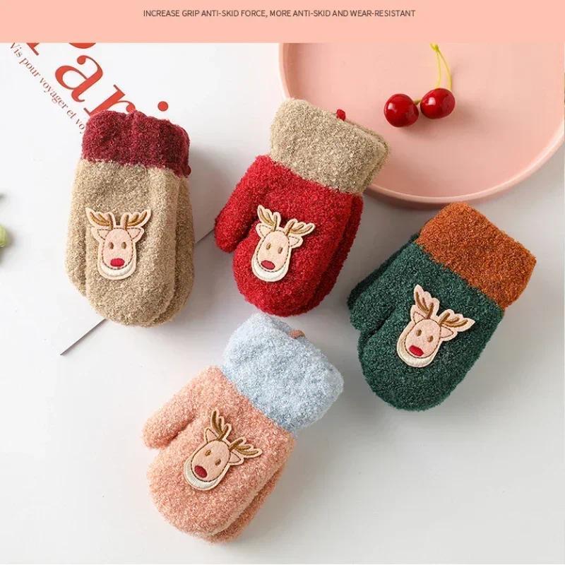 New Christmas Elf Cartoon Deer Baby Mittens Kids Winter Gloves - TikTok ...