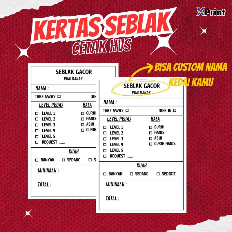 Kertas Order Seblak/Pesanan Seblak Prasmanan (100pcs) - ceta - Shop ...