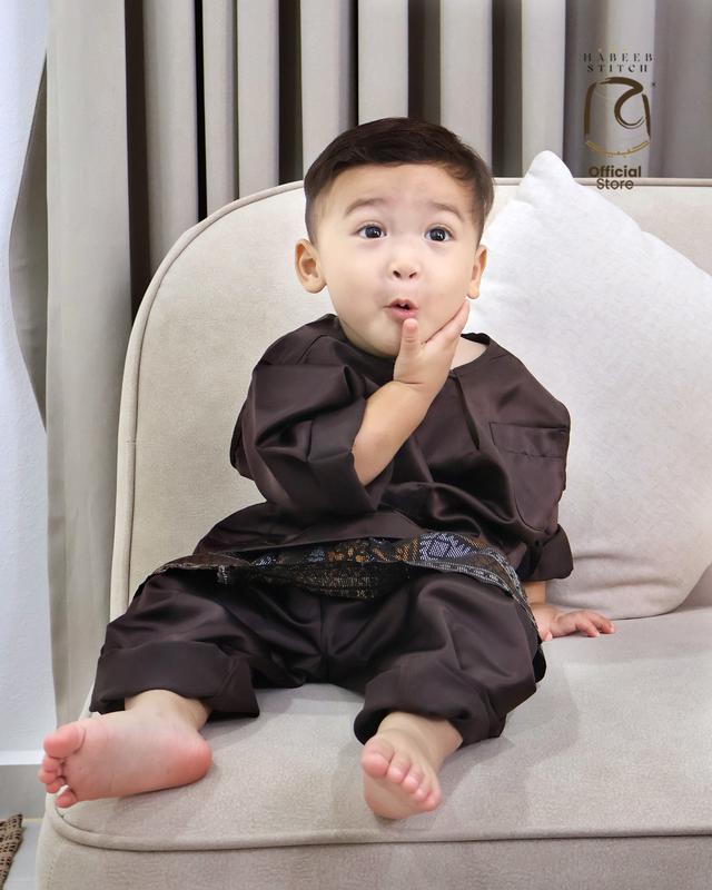 Habeeb Stitch Baju Melayu Kids Satin Rich Brown Warna Coklat - TikTok ...