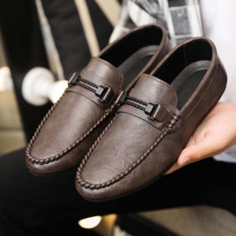 Kasut Loafers Kulit Kasual Perniagaan Lelaki, Gaya British, Serba ...