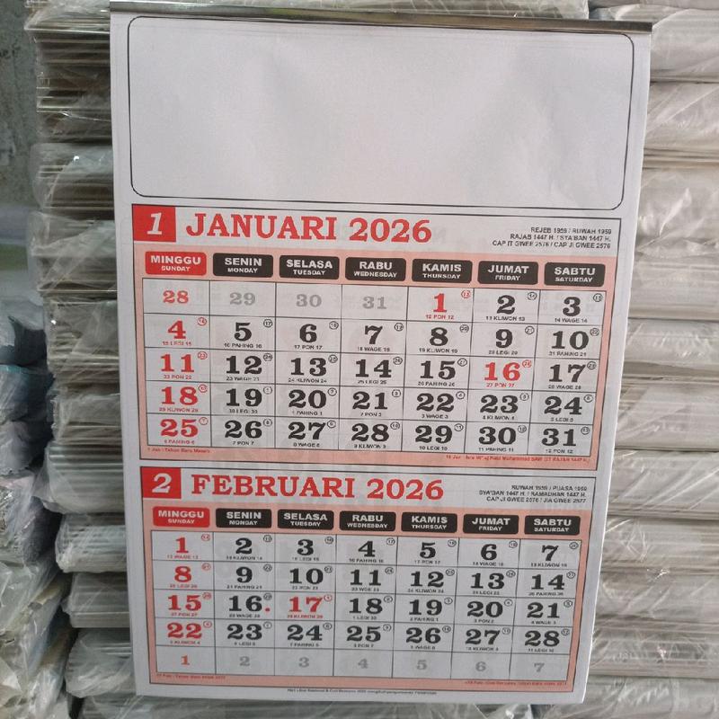 Kalender Kerja Angka Dwi Bulan (Daur ulang) Ukuran Medium Tahun 2026 ...