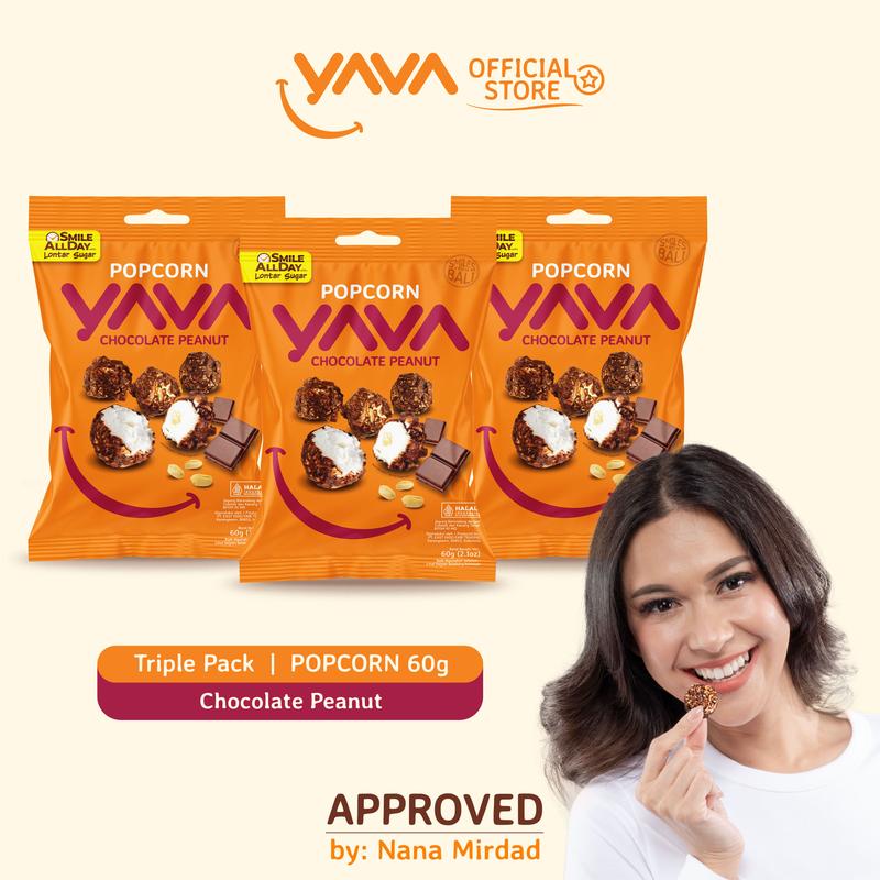 YAVA Triple Pack Popcorn Chocolate Peanut (3 x 60g) - Shop | Tokopedia