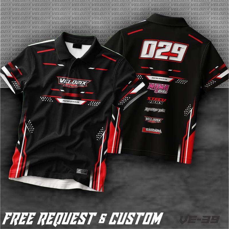 KAOS JERSEY BALAP CUSTOM – V-NECK POLO KANCING, FULLPRINT PREMIUM, BISA ...