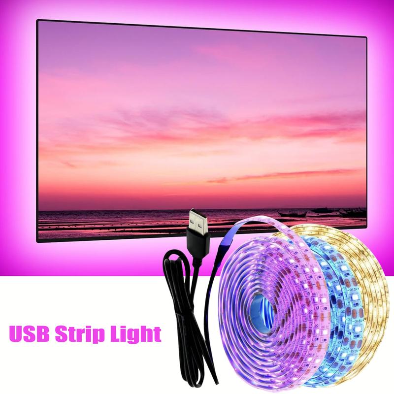 USB LED Strip Lights 2835 60 Beads/M Button Switch TV Blue Backlight ...