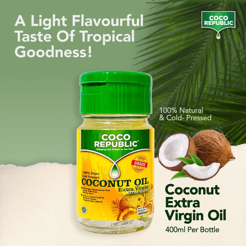 Coco Republic Extra Light Virgin Coconut Oil - 400ml x 2 Natural ...