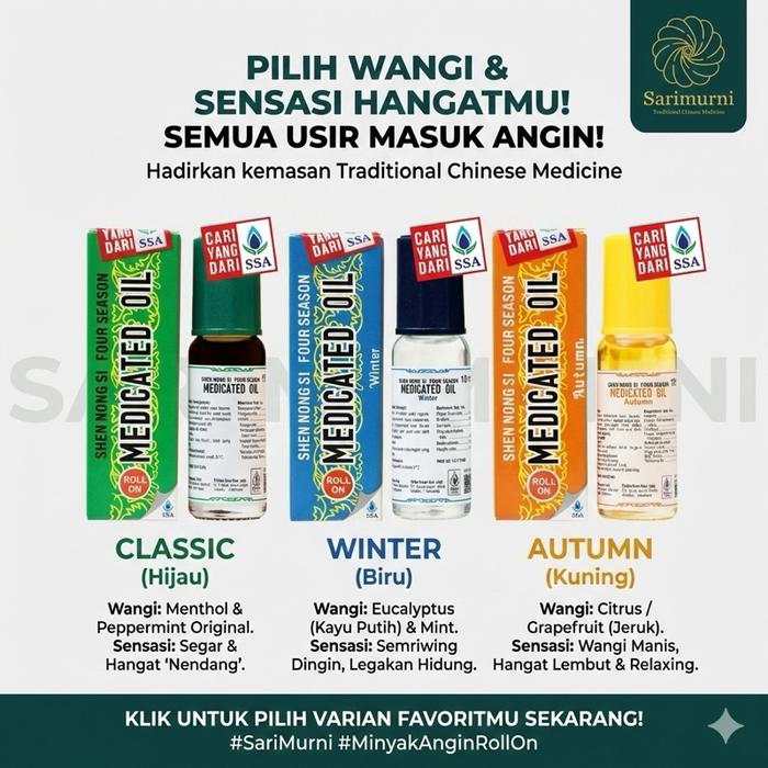 Promo Minyak Angin Four Season Medicated Oil Roll On 10ml Pilihan Aroma ...