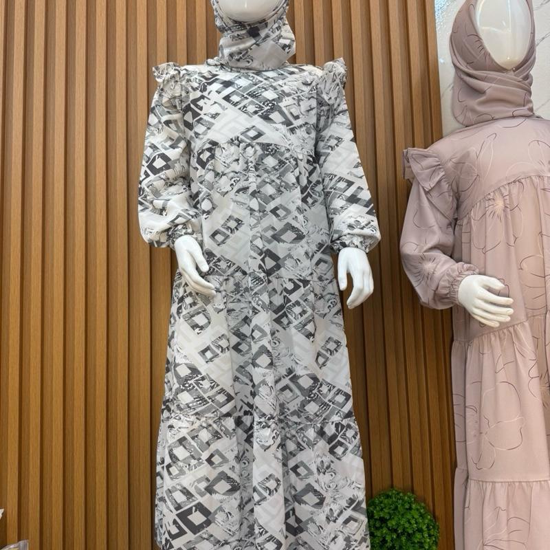Gamis anak set hijab usia 4-12 tahun bahan silk printed gami - Shop ...