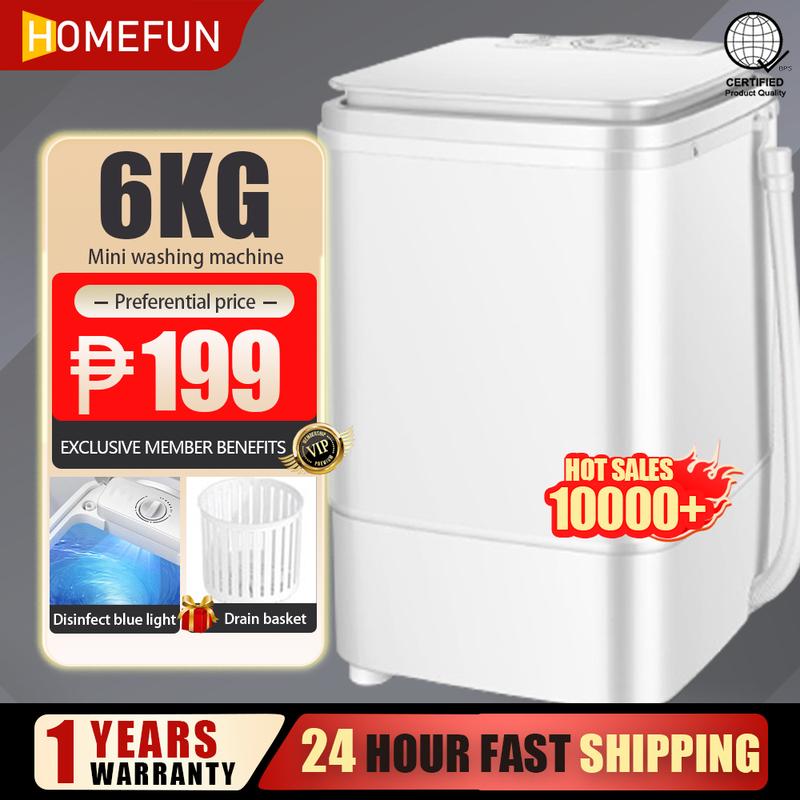 HOMEFUN Mini portable 6KG washing machine with dryer and blu - TikTok ...