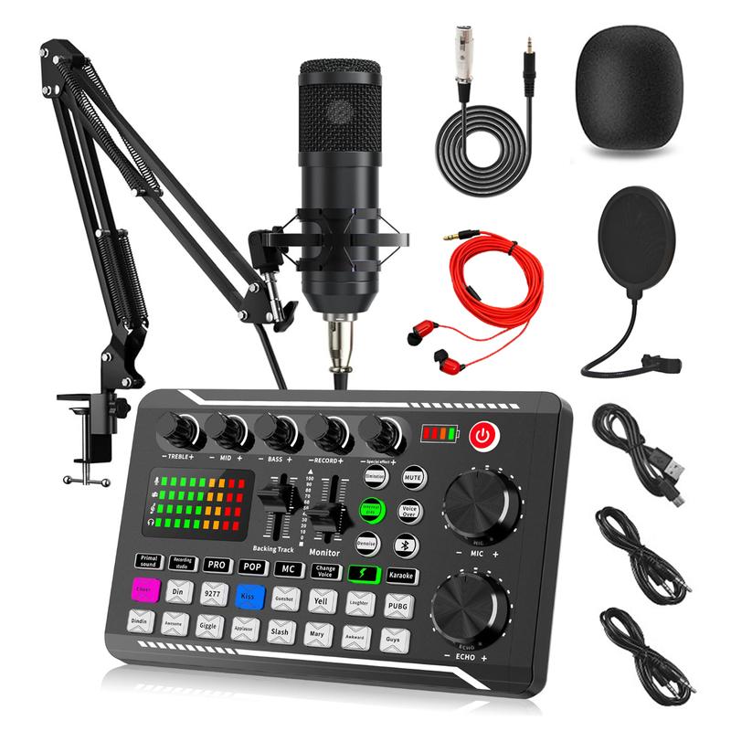 F998 Podcast Live Equipment Bundle, Professional Live Sound Card ...