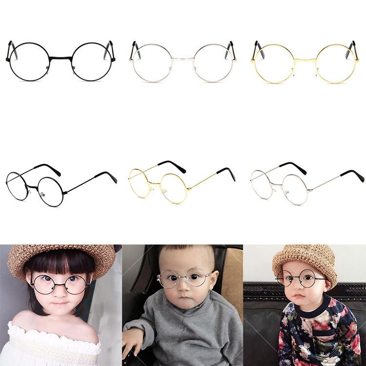 Children Kids Vintage Round Glasses Metal Frame Clear Lens Eyewear ...