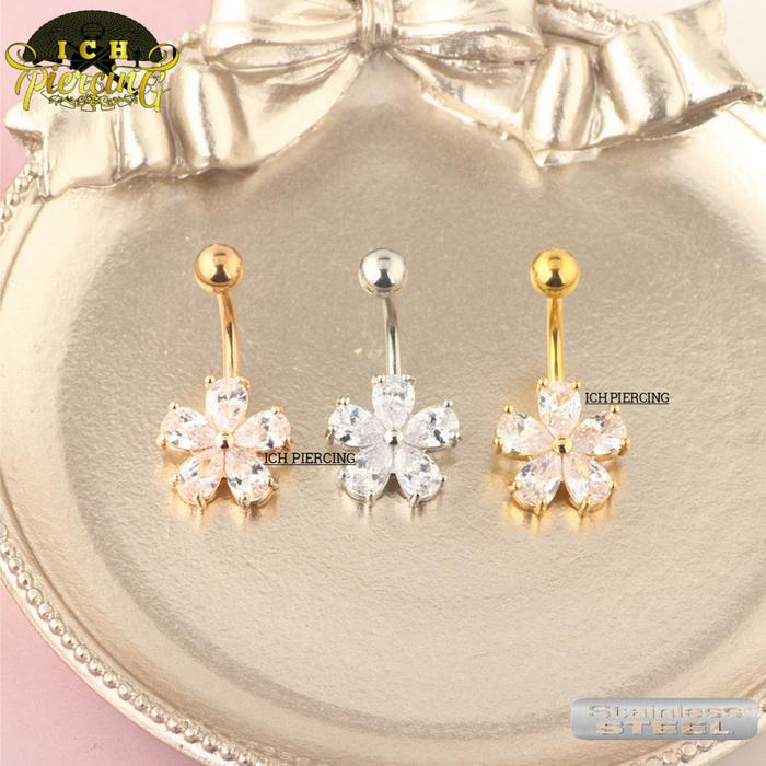Promo ICH Anting Pusar Bentuk Bunga Stainless Stell / Belly Piercing ...