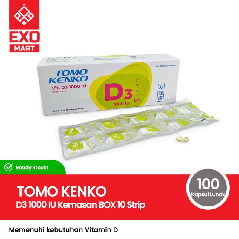 TOMO KENKO - D3 1000IU kemasan BOX 100 kapsul lunak - Shop | Tokopedia