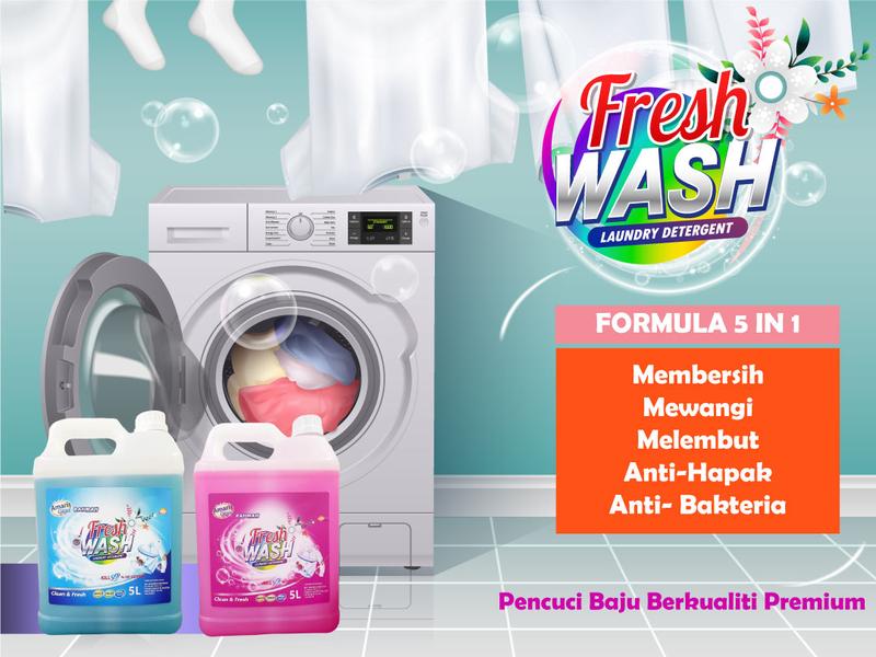 Sabun Basuh Baju / Detergent Wangi Fresh Wash + Pelembut 5 Liter ...