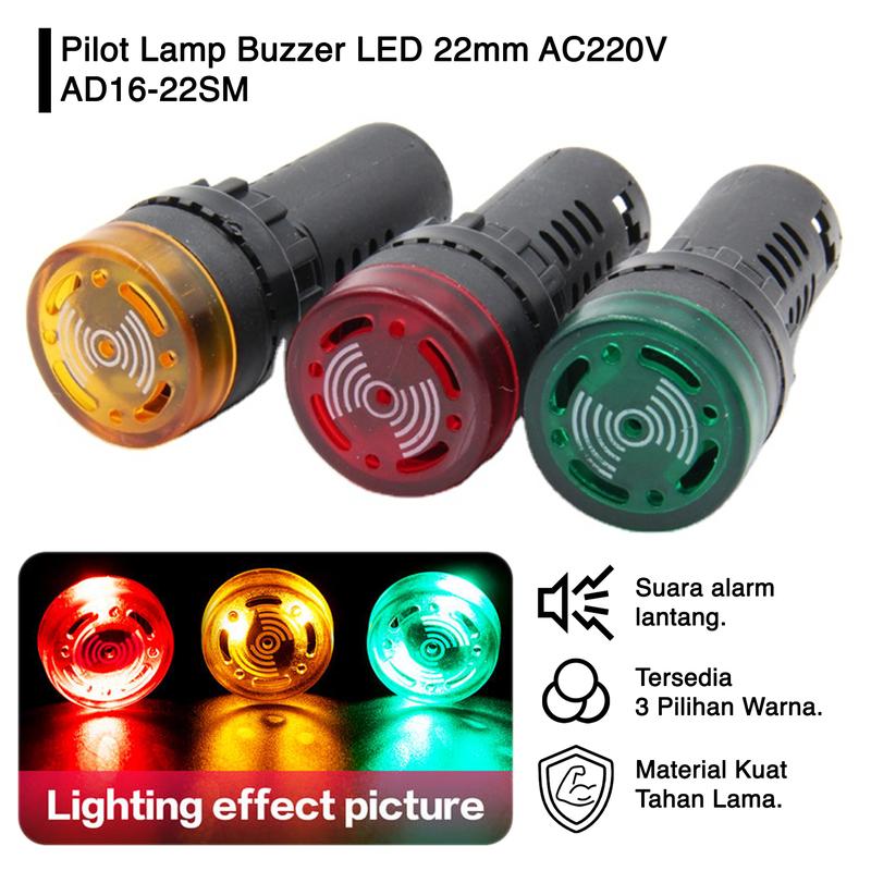 Pilot Lamp Buzzer LED 22mm AC220V Dengan Suara Alarm AD16-22SM - Shop ...