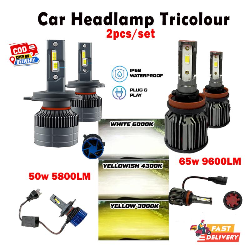 [COD] Z8 R8 Triple Colour Headlight LED Bulb Fog Lamp Auto Headlamp ...