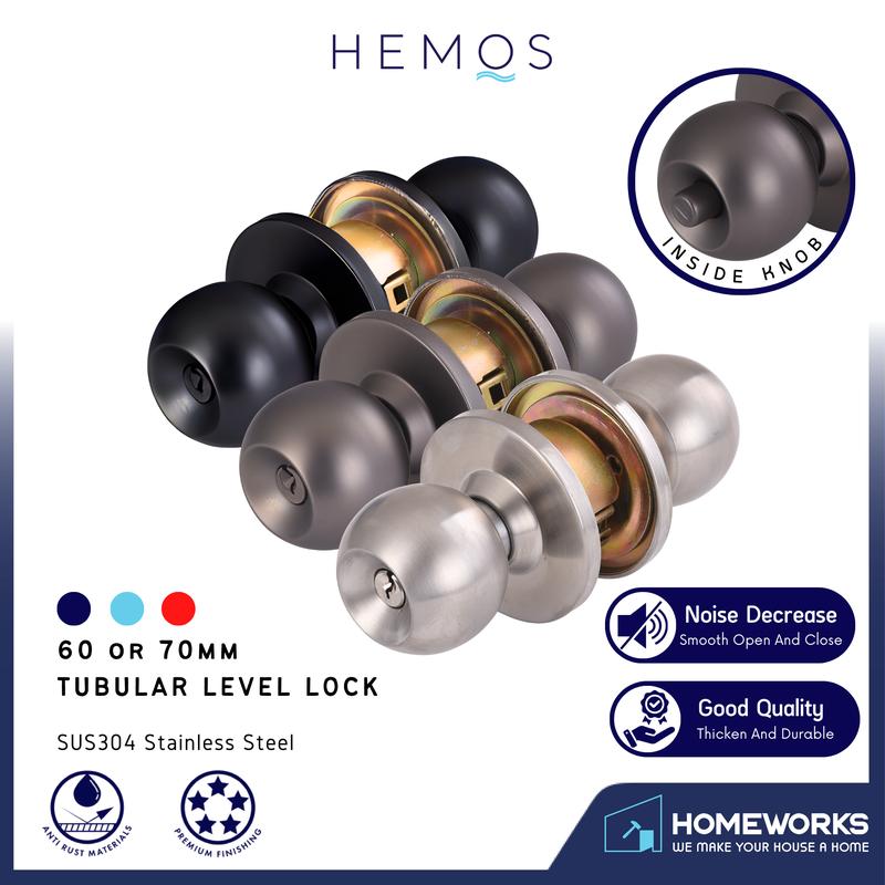 HEMOS 60MM CYLINDRICAL KNOBS DOOR LOCK SUS 304 HEAVY DUTY KUNCI ...