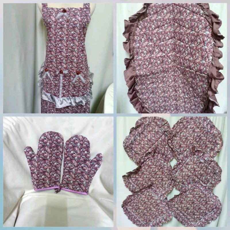 Set apron kitchenware. sarung tangan. alas meja, 6 lapik Periuk ...