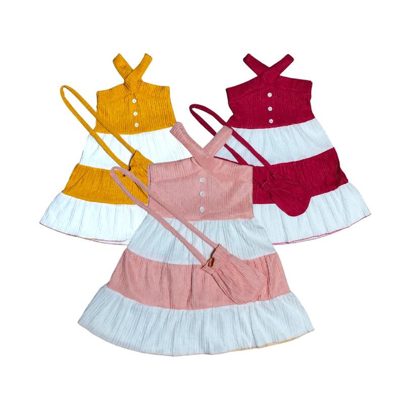 Maloi Cross Neck Layered Combi Dress for 3-4 yrs old Girl,Random ...