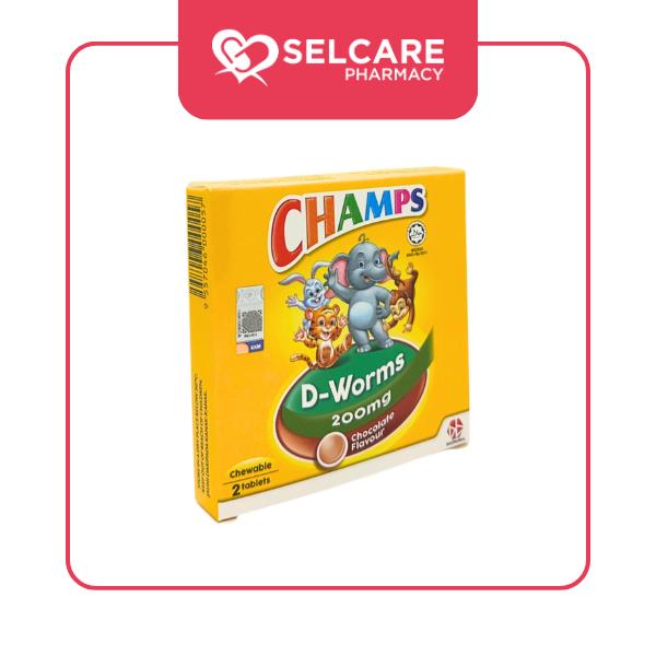 CHAMPS D-WORMS TAB 2'SC - Treats Common Intestinal Worms Health ...