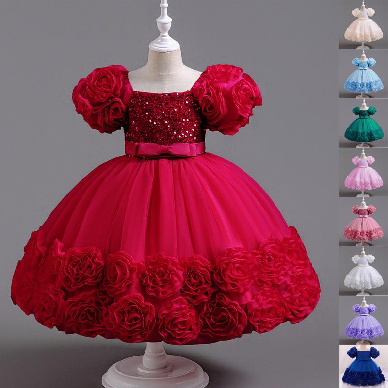 Pakaian Kanak-kanak, Gaun Bola Gadis Bunga Besar Putih Labuci, - TikTok ...