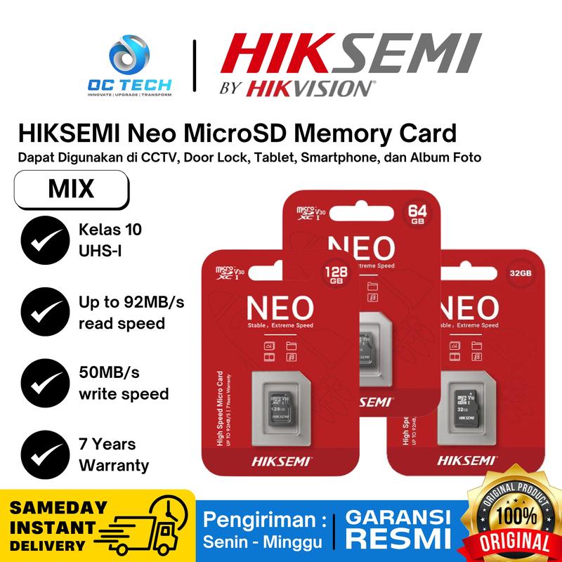 HIKSEMI Neo Micro SD Memory Card 32GB 64GB 128GB untuk CCTV Tablet ...