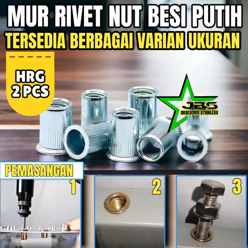 MUR RIVET NUT PUTIH RIVNUT BESI CARBON STEEL - NUTSERT TANAM INSERT ...