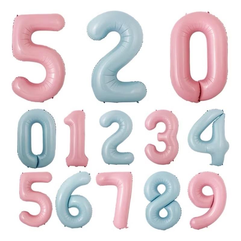 32inch Pastel Baby Blue Pink Foil Number Balloon Birthday Party ...