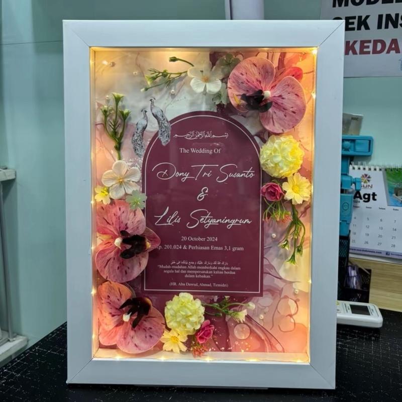 Bingkai mahar pernikahan semi resin art elegan mewah 40 cm x 30 cm free ...