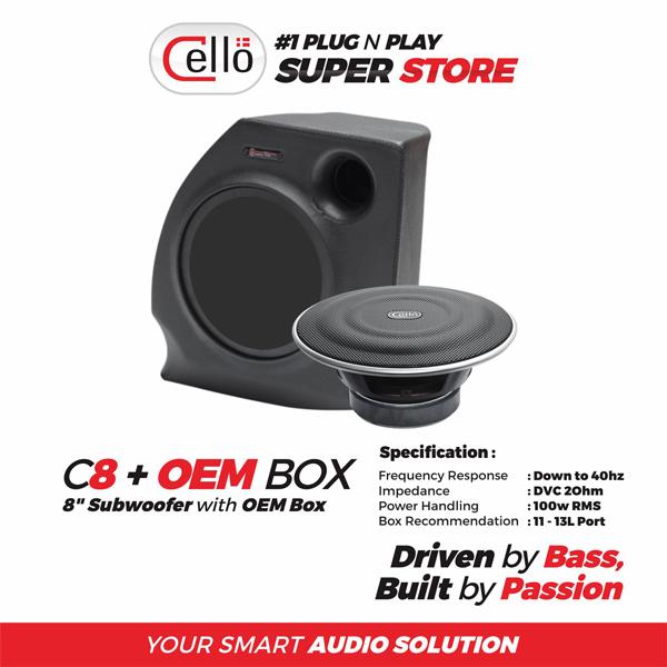 Jual CELLO C8 Subwoofer Mobil + OEM Box – Upgrade Bass Plug & Play ...