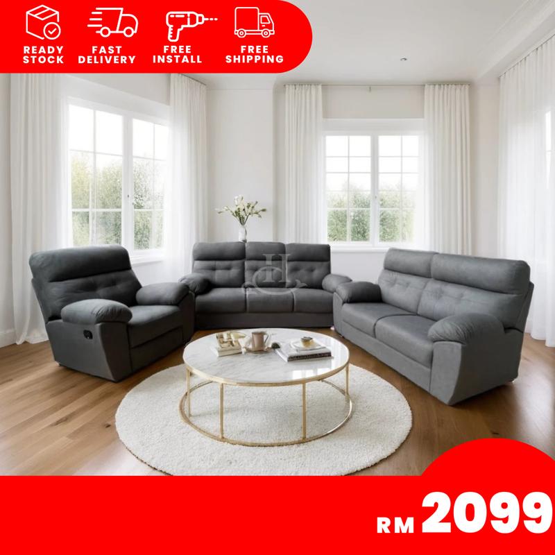 LIENCA FURNITURE GUARDIAN Recliner Sofa Set 1+2+3 Velvet Fabric ...
