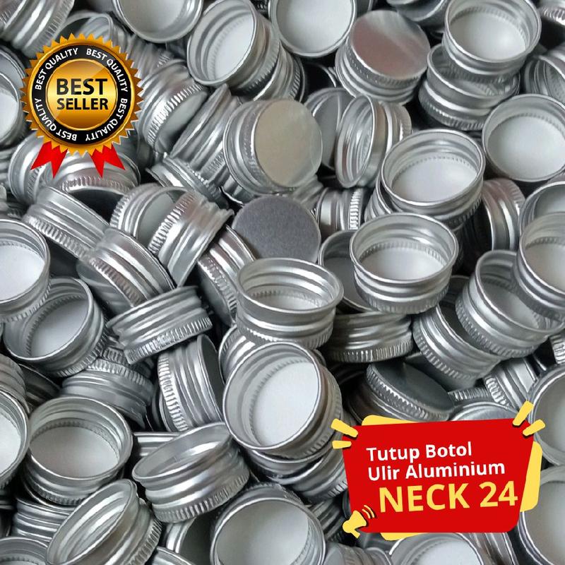 Tutup Botol Ulir Aluminium Silver Neck 24 / Botol 100ml / Botol 250ml ...