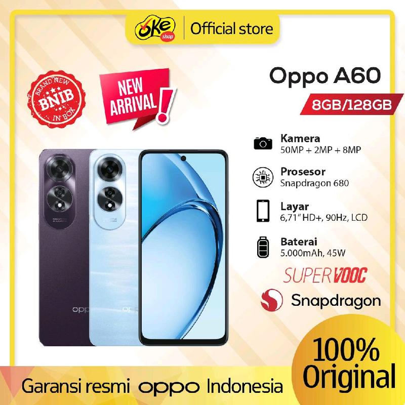 Oppo A60 4G 8/256 GB 8/128GB Garansi Resmi not A53 A54 - Shop | Tokopedia