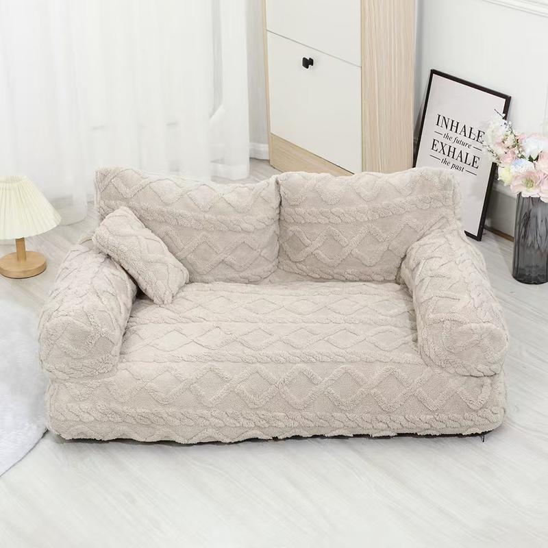 Four-Season Pet Sofa Bed, Detachable Washable Polyester Fiber Dog Cat ...