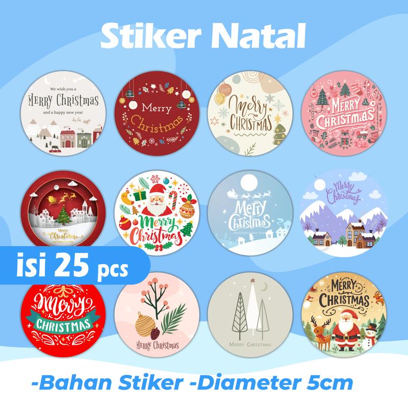Stiker Label bulat natal - sticker christmass - Shop | Tokopedia