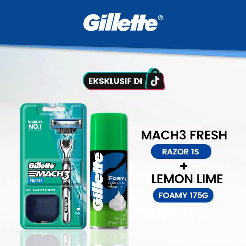 Gillette Pisau Cukur Mach 3 Fresh dan Gillette Shaving Foam Lemon ...