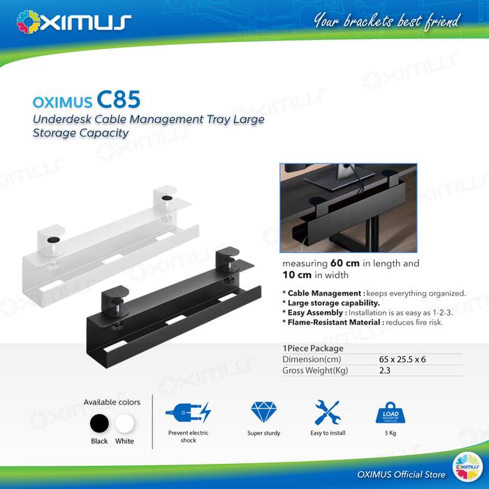 Promo Underdesk Cable Management Clamp-On Tray Organized Large Storage ...
