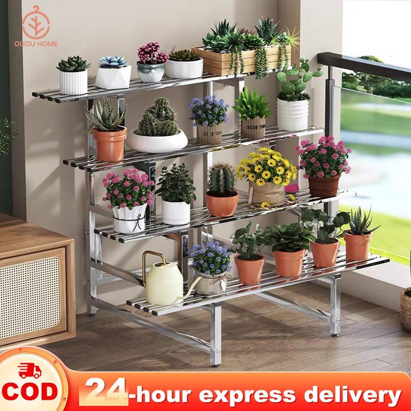 OUOU-Flower Rack Stand Outdoor Stainless Steel Stand Flower Pot Stand ...