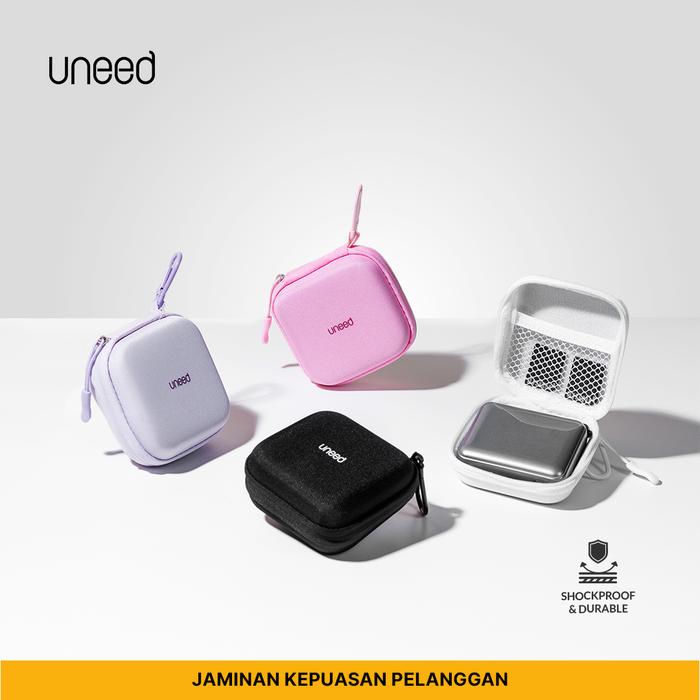 Promo UNEED Hard Case with Carabiner for Powerbank Cable Data Earphone ...